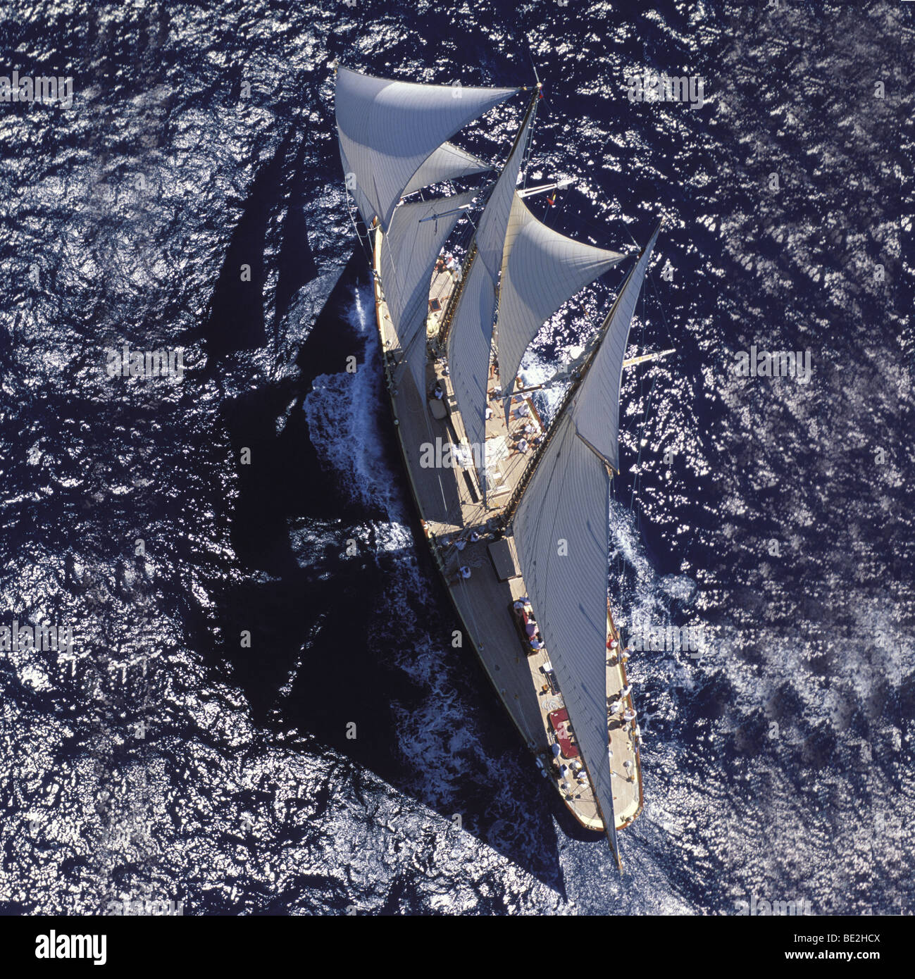 sailing yacht aerial view Stock Photo - Alamy