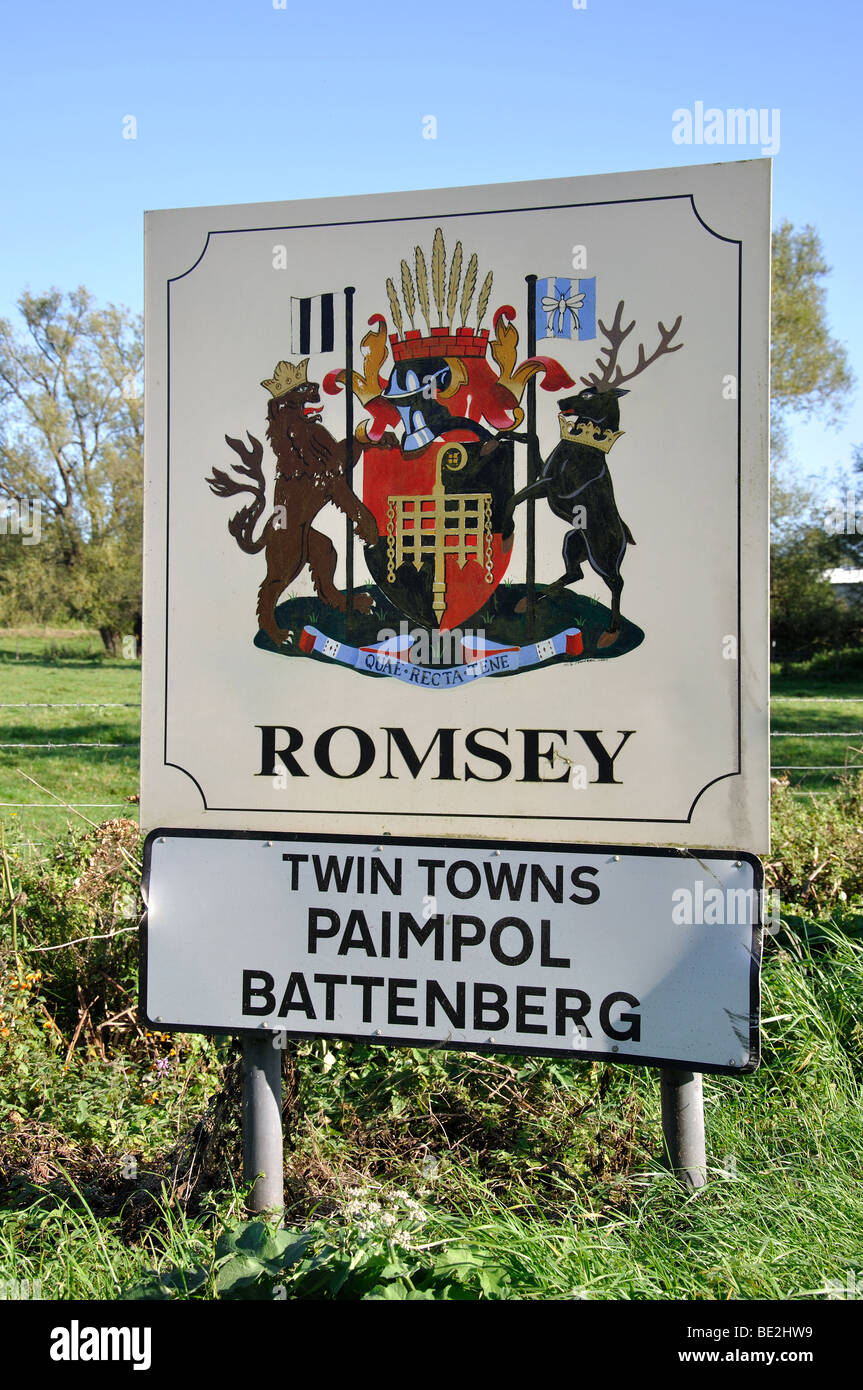 Town entrance sign, Romsey, Hampshire, England, United Kingdom Stock ...