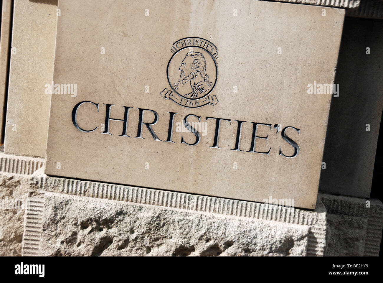 Christie's auction house sign and logo on wall, St James's, London ...