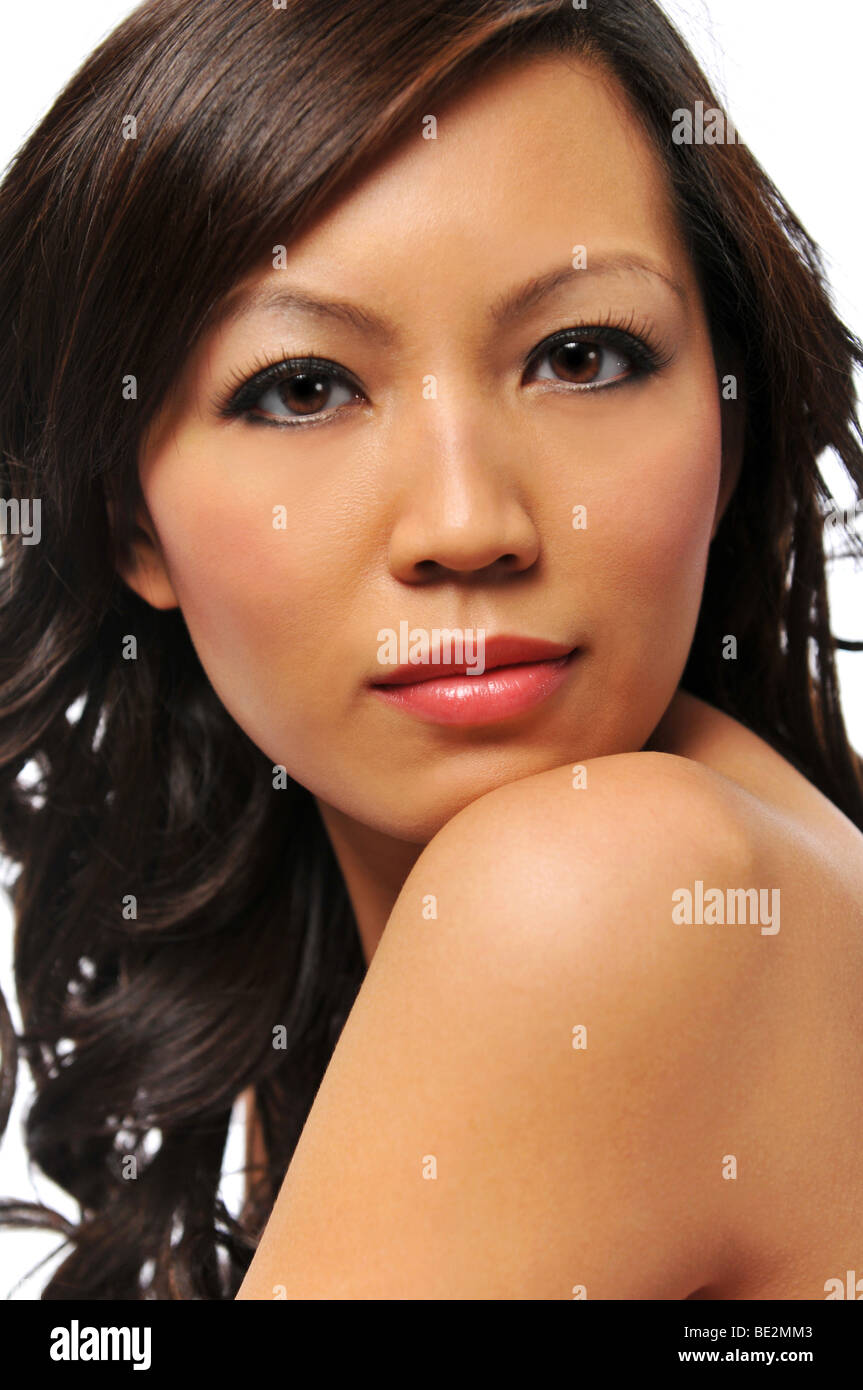 Beautiful young asian fashion model isolated on white Stock Photo - Alamy