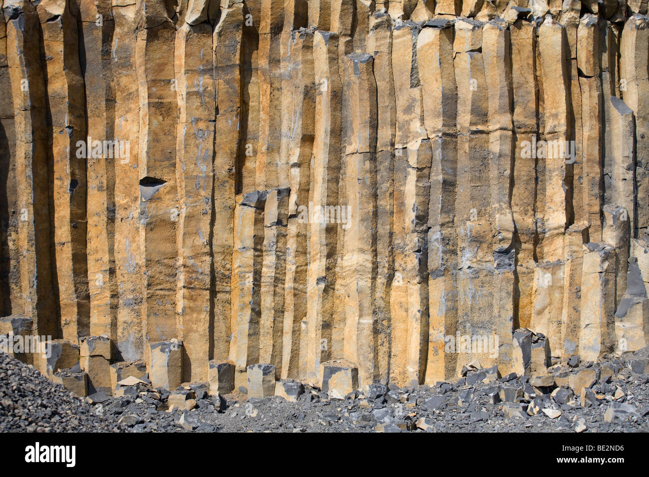 Basalt columns in the Region nature reserve of the Auvergne volcanoes ...