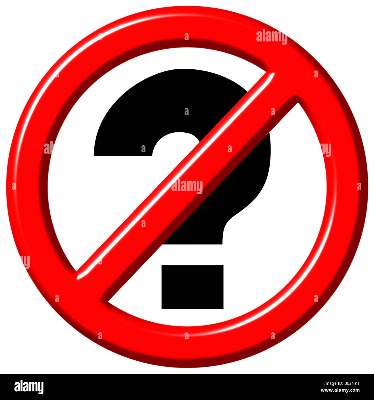 No questions 3d sign Stock Photo - Alamy