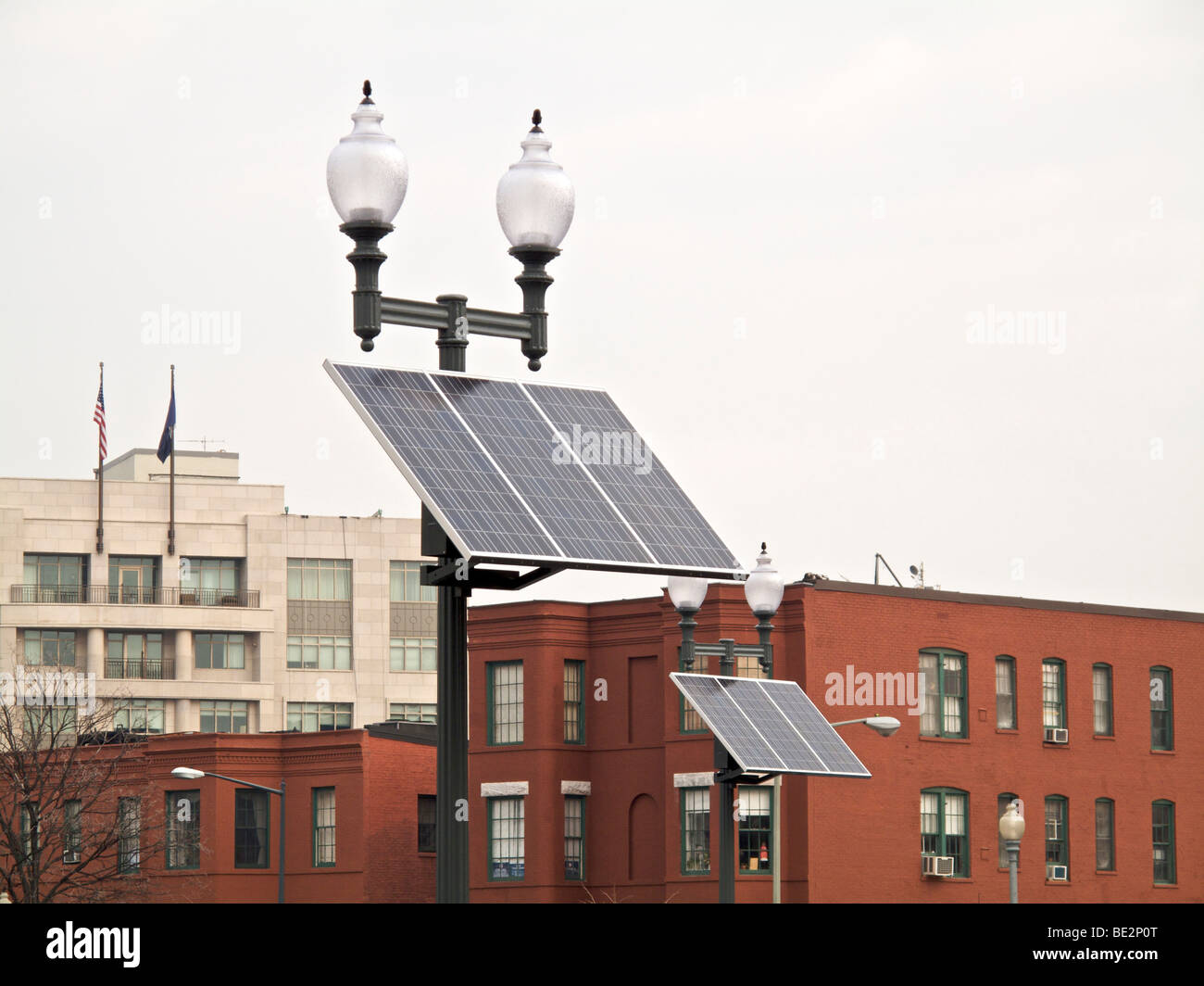 Solar powered streetlights. Washington DC Stock Photo - Alamy