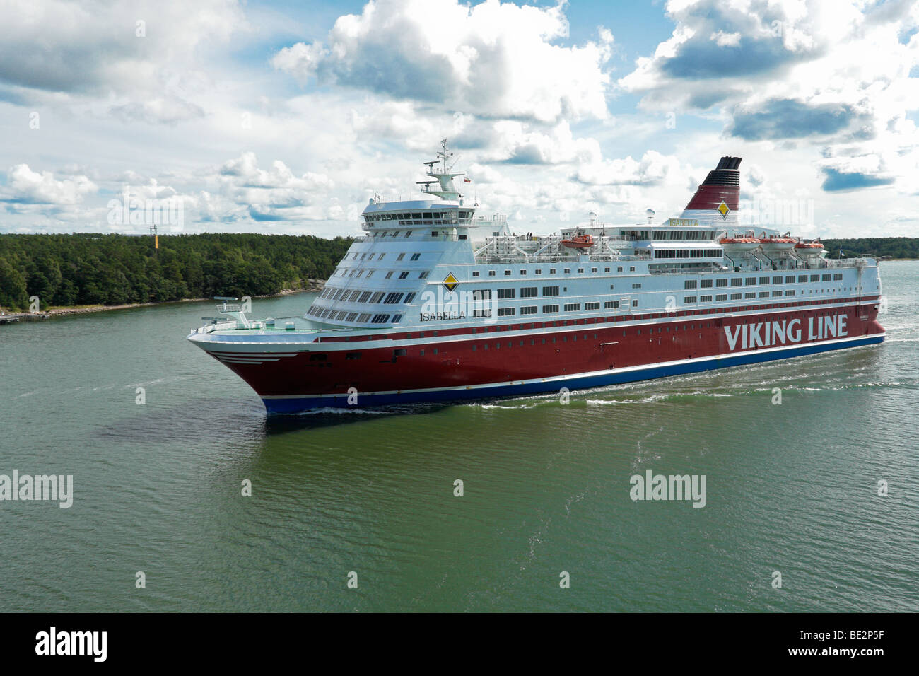 Viking Line ferry Isabella arrives at Mariehamn Aaland Islands en route ...