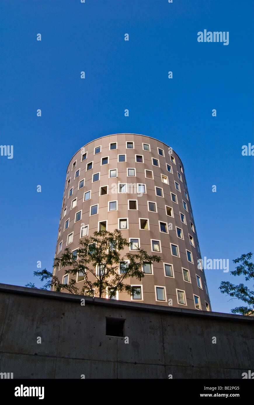 Round modern architecture and housing, Donau City, Vienna, Austria ...