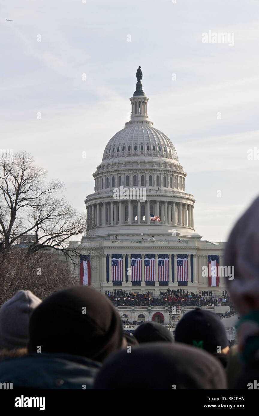 US Capitol building and crowd on National Mall. Inauguration Day 2009 ...