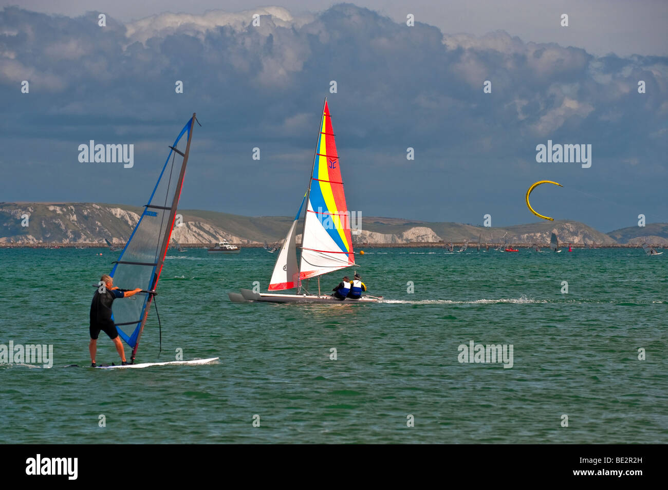 Windsurfing and sailing at Portland, UK Stock Photo - Alamy