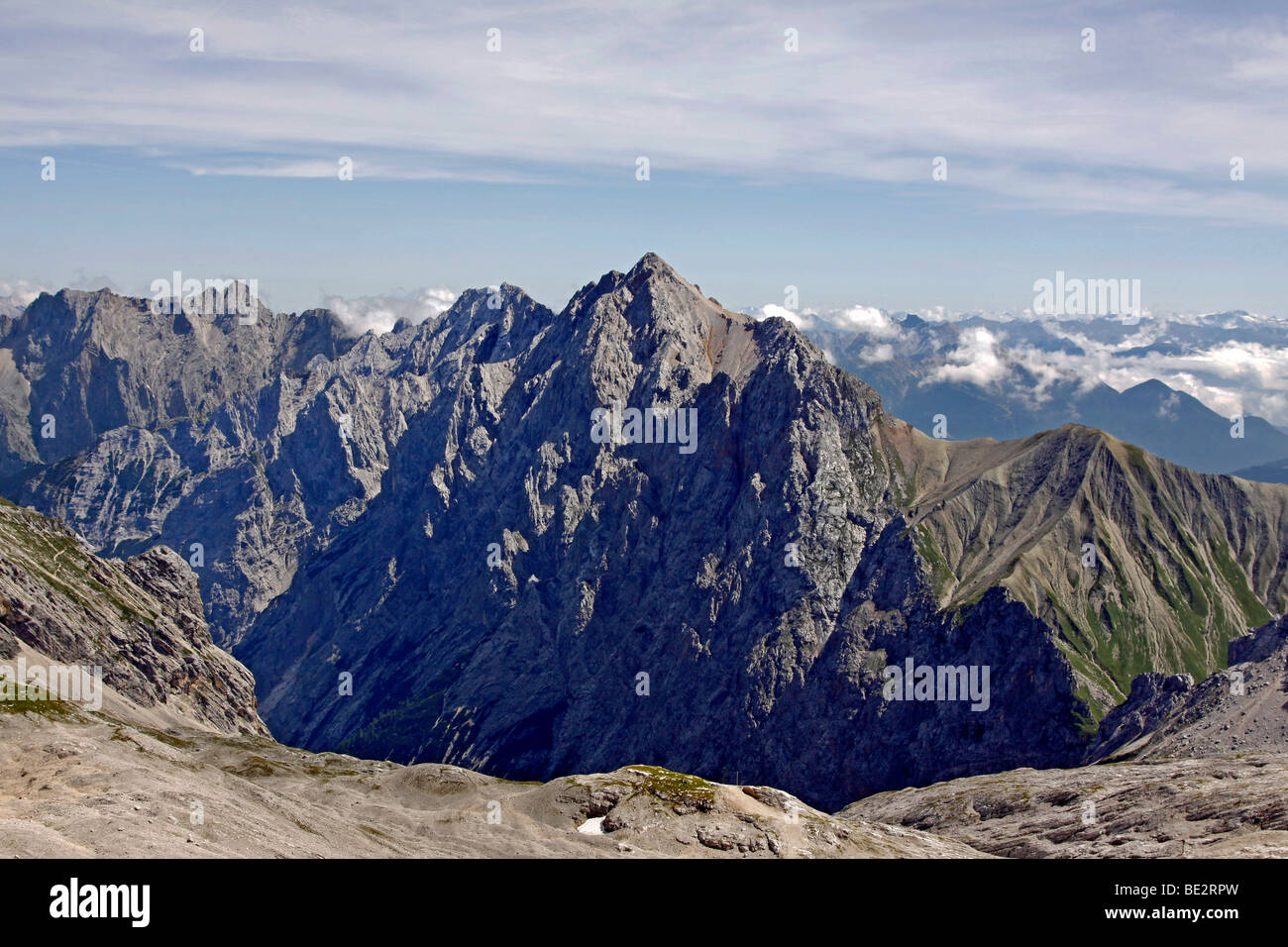 View from the Zugspitzplatt, Zugspitze mountain, Wettersteingebirge ...