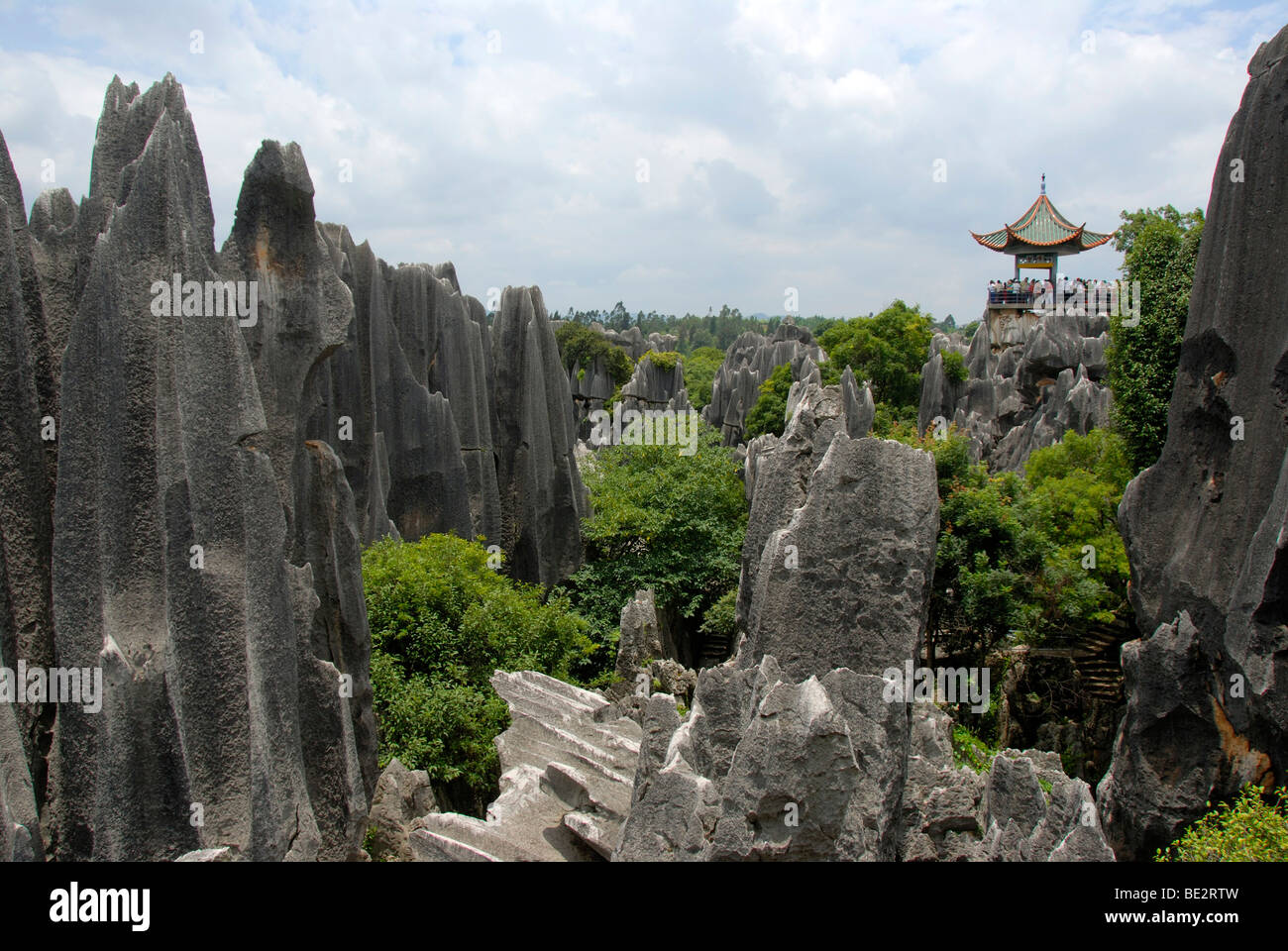 UNESCO World Heritage Site, sculpture-like rocks with gazebo, karst ...