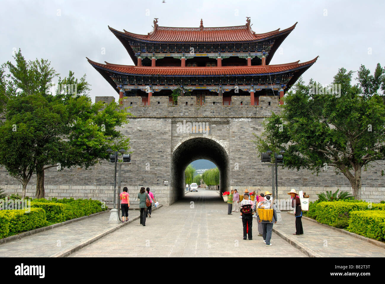 Gate of the old city wall, South Gate, Dali, Yunnan Province, People's ...