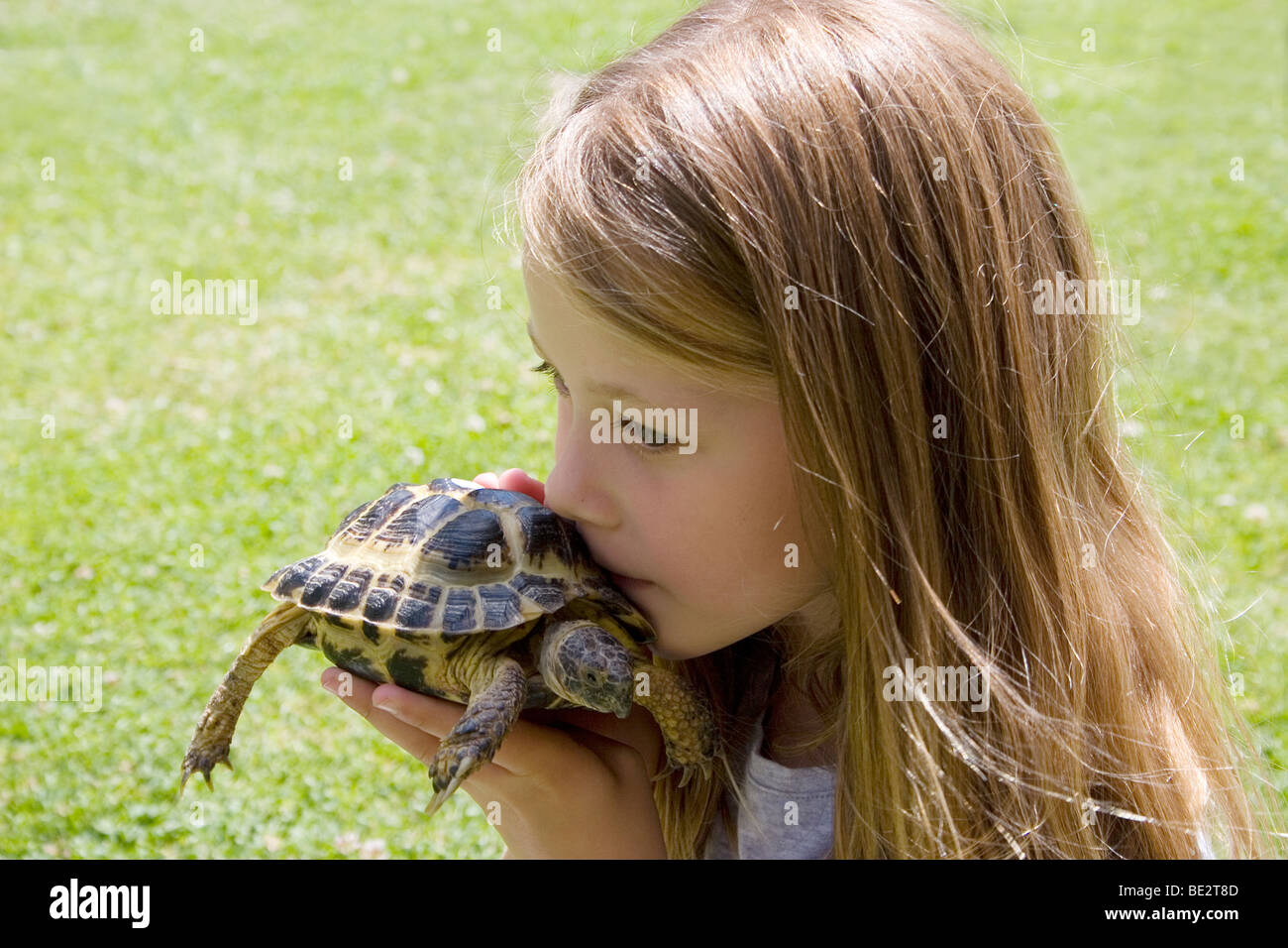 little girl with her tortoise Stock Photo - Alamy