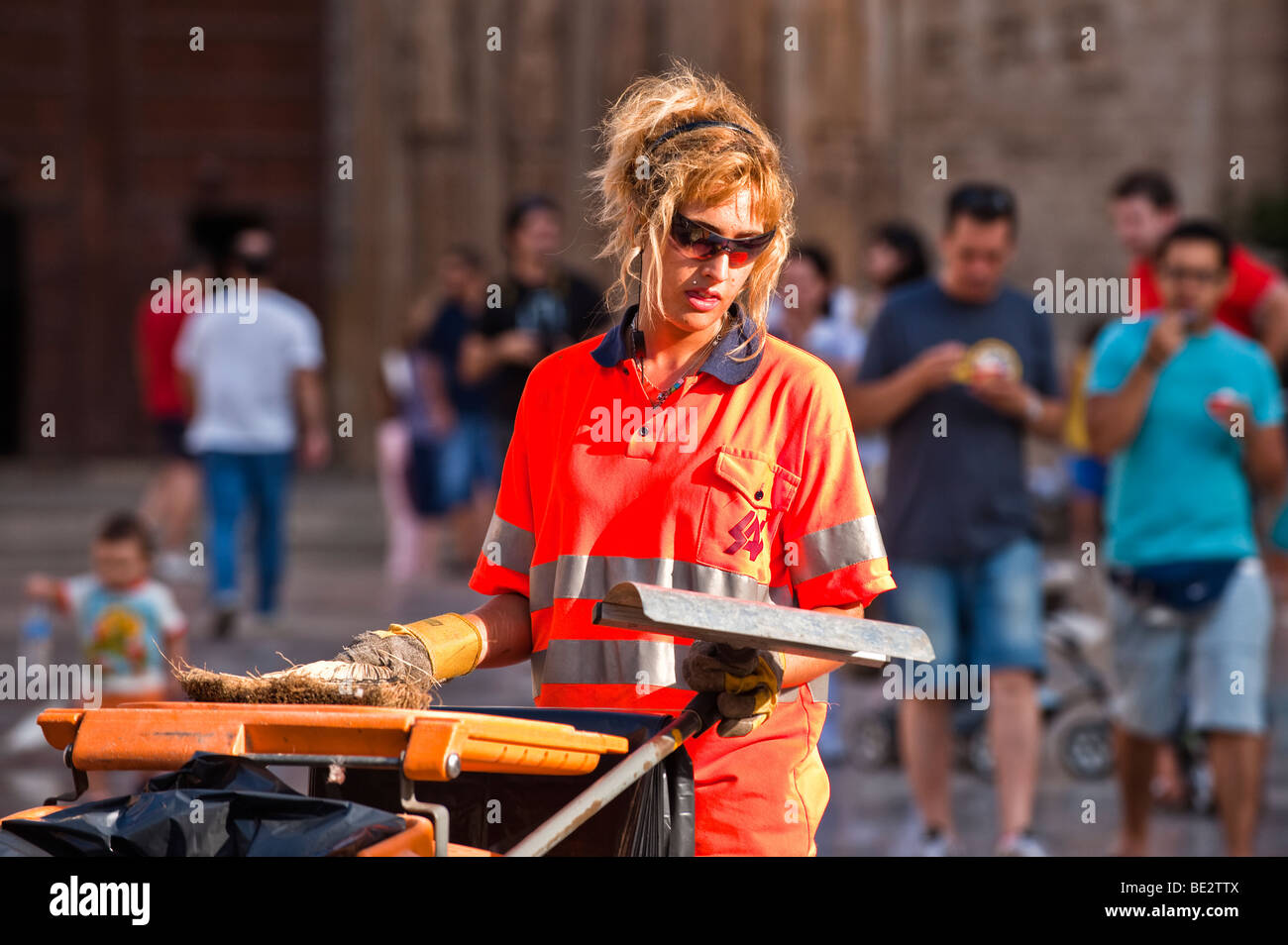 A street cleaner in Valencia, Spain Stock Photo - Alamy