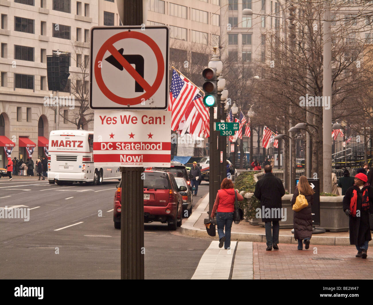 DC statehood sign. Inauguration Eve, Washington DC, January 2009 Stock ...