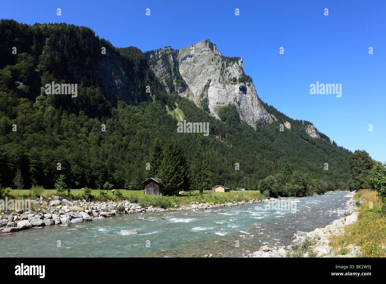 Kanisfluh mountain, river Bregenzer Ach, Au, Bregenz Forest ...