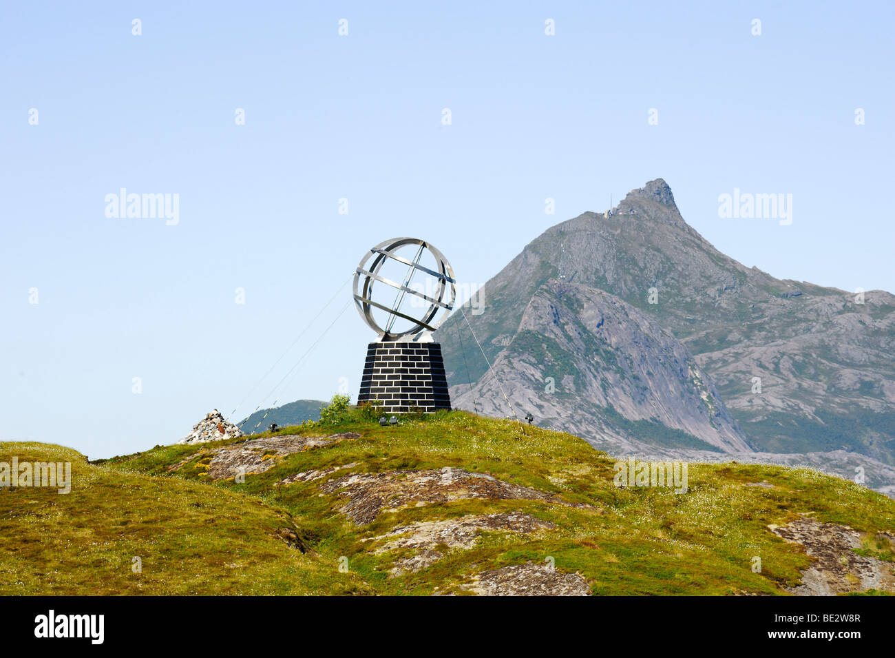 Landmark polar circle, Norwegian Sea, Norway, Scandinavia, Europe Stock ...