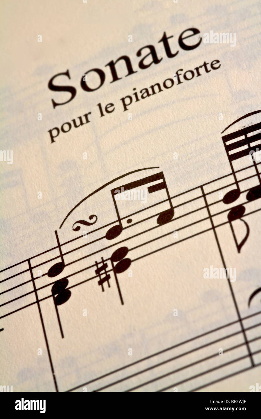 Notes and staves of the score of a Beethoven piano sonata Stock Photo ...