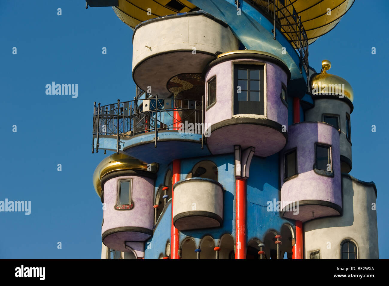 Hundertwasser tower of the Kuchelbauer Brewery, Abensberg, Lower ...