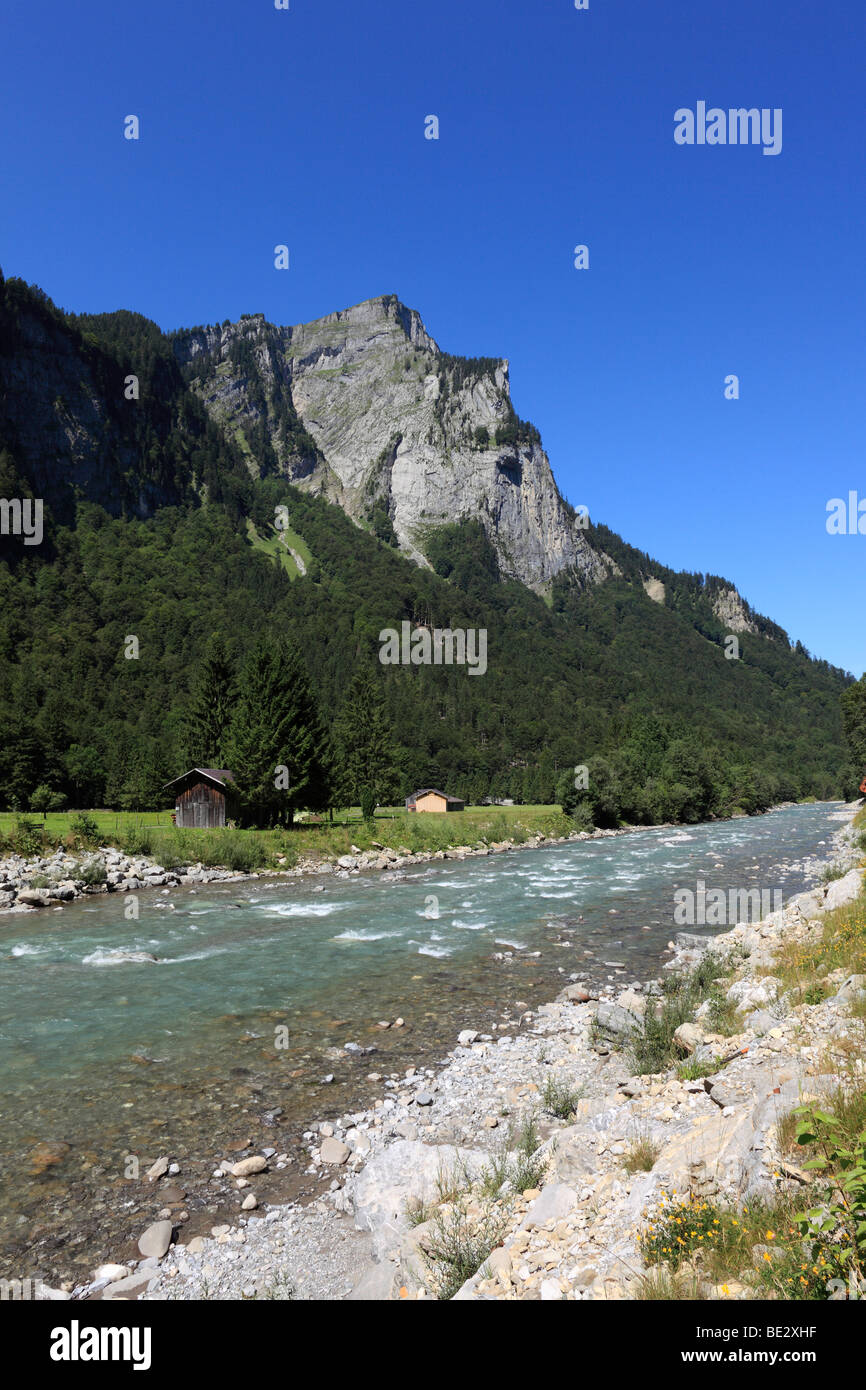 Kanisfluh mountain, river Bregenzer Ach, Au, Bregenz Forest ...