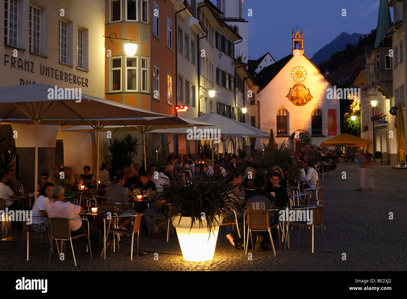 Marktgasse street and Saint John's Church, Feldkirch, Vorarlberg ...