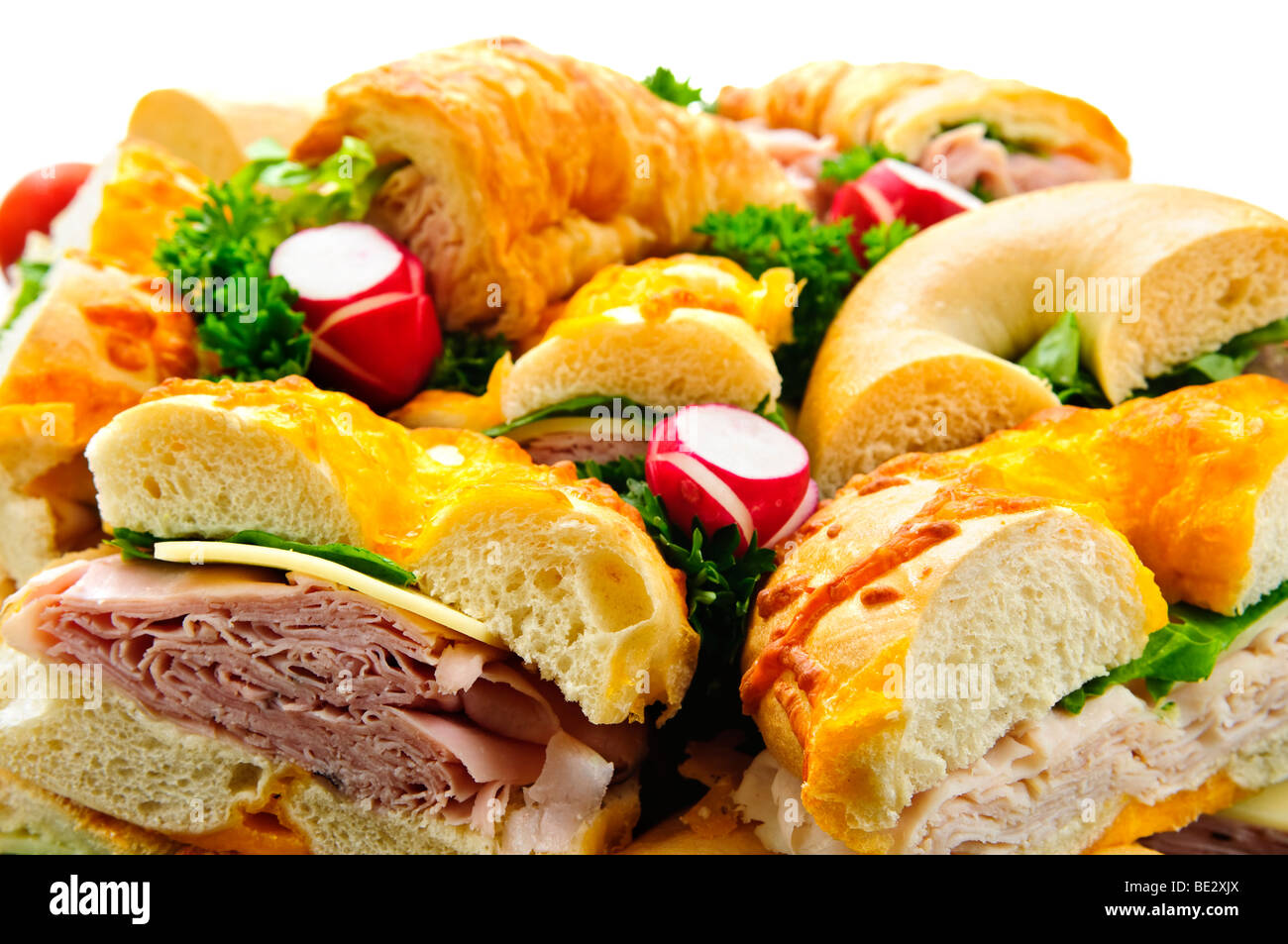 Assorted platter of sandwiches with meat and vegetables Stock Photo - Alamy