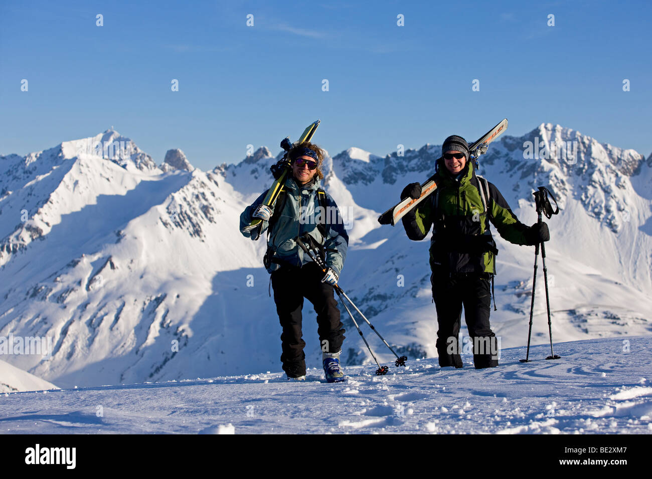 Ski touring in the high mountains, Verwall Alps, North Tyrol, Austria ...