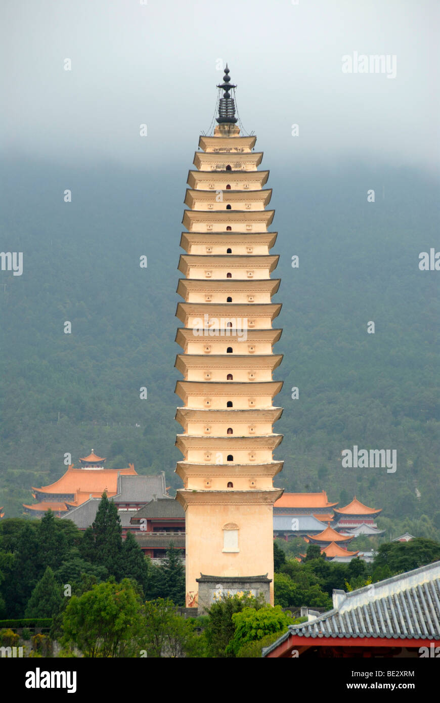 Ancient Buddhist tower, Three Pagodas, Dali, Yunnan Province, People's ...