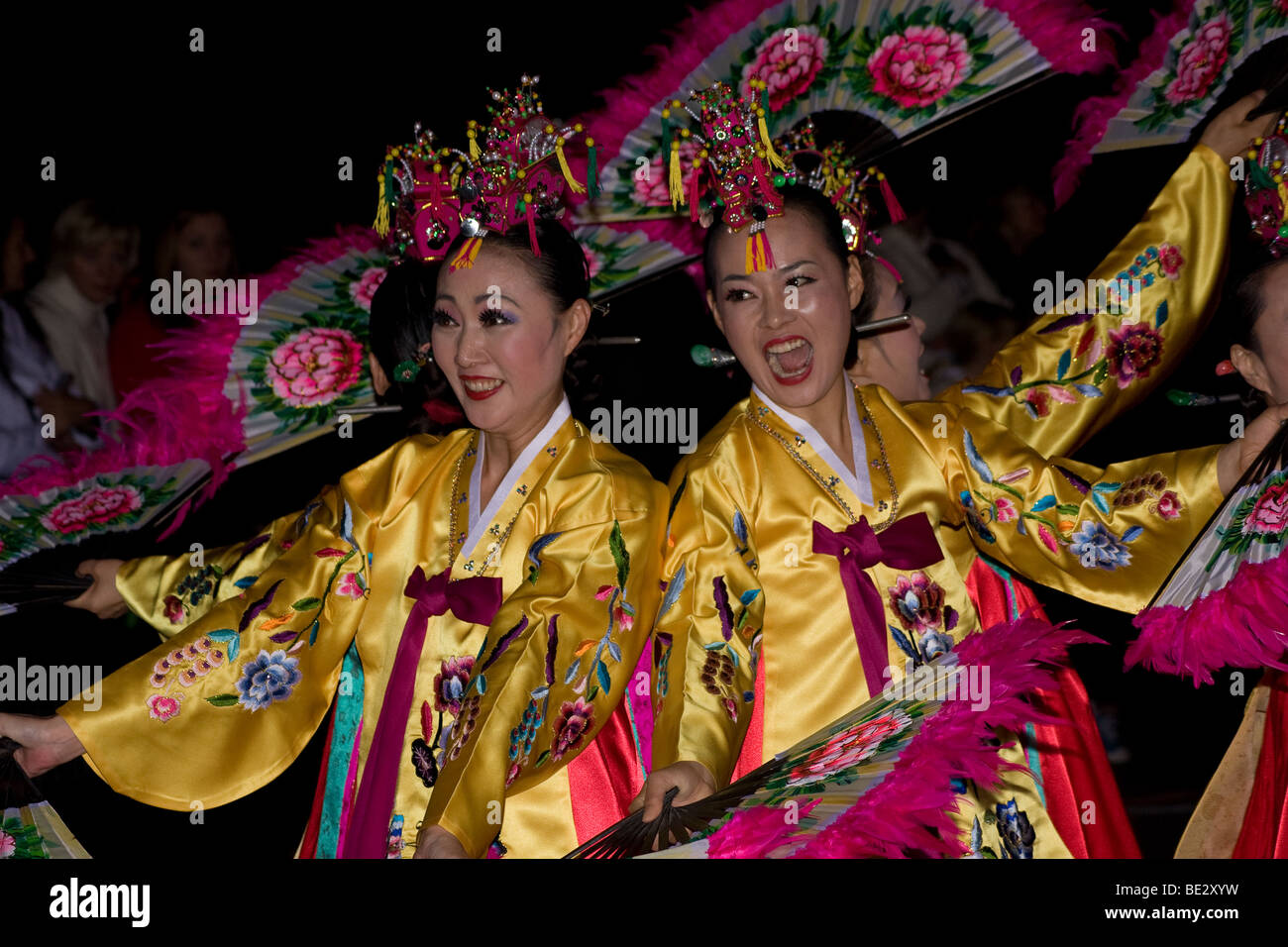 chinese women female traditional fan dance parade procession carnival ...