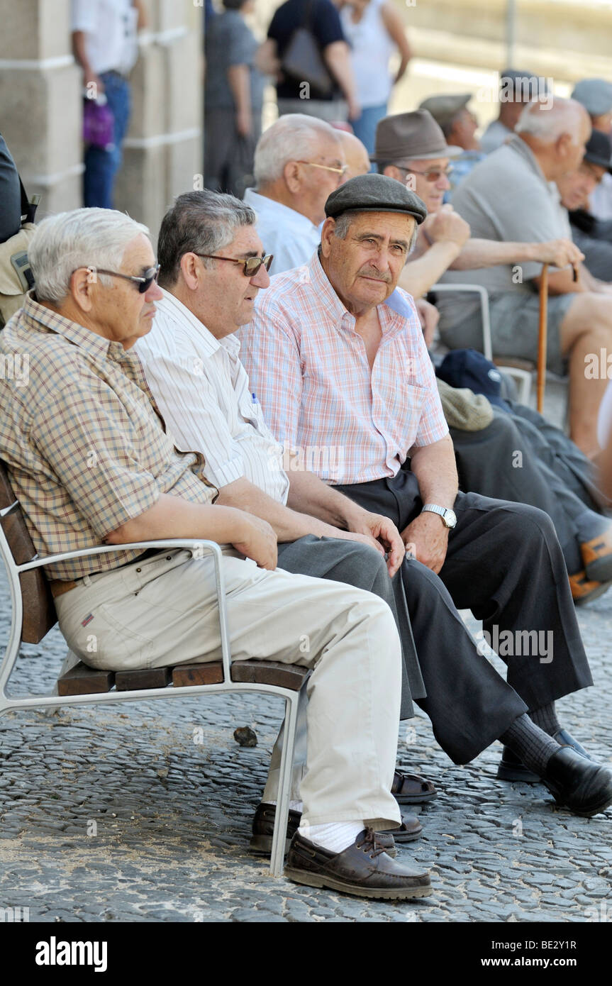 Old men sitting on benches hi-res stock photography and images - Alamy