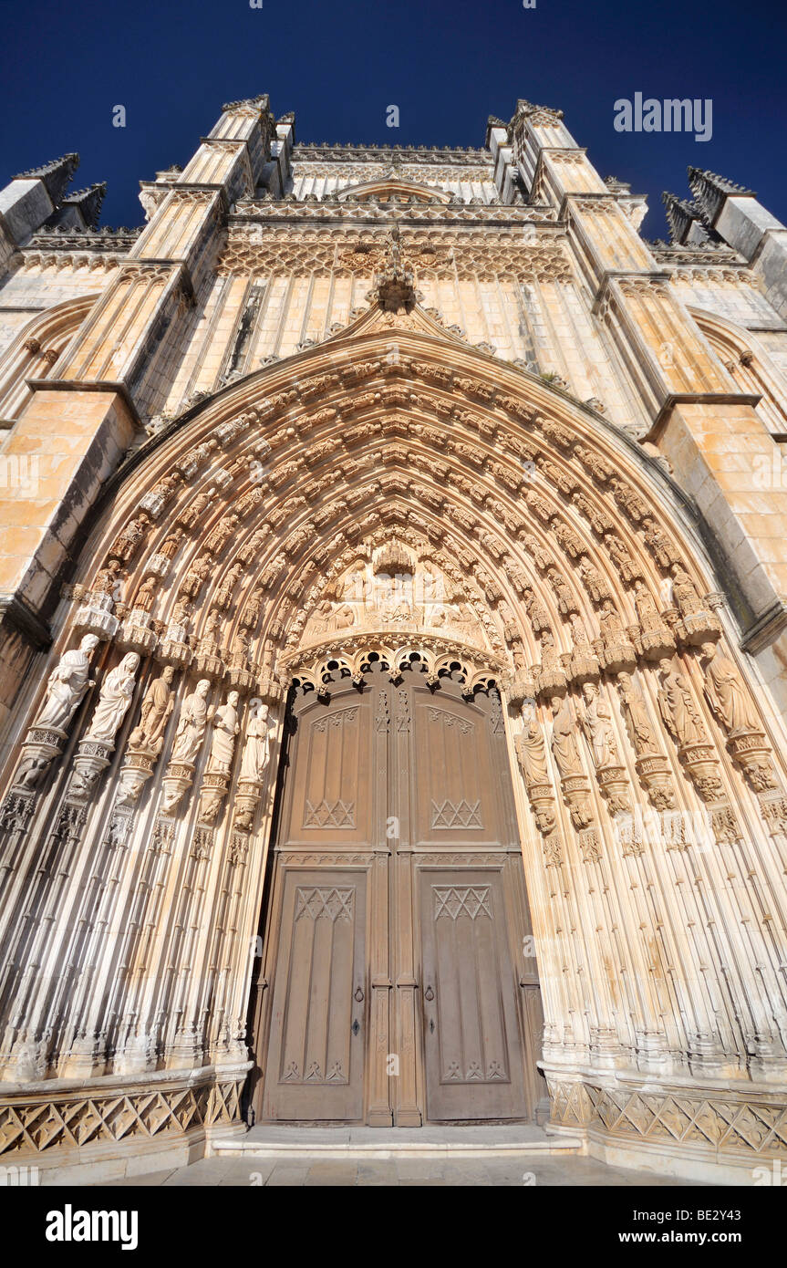 Gothic portal of the basilica, Dominican monastery Mosteiro de Santa ...