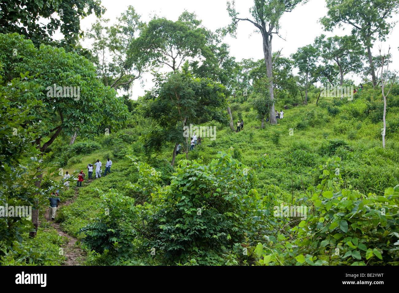 A line of visitors makes its way down the hill to the base of Gurara ...