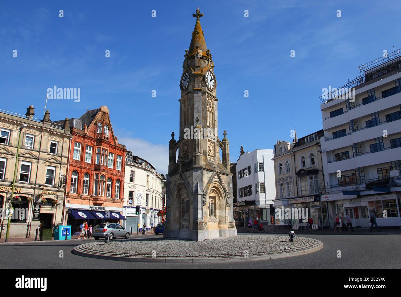 View of the clock tower at Torquay, Devon, England Stock Photo - Alamy
