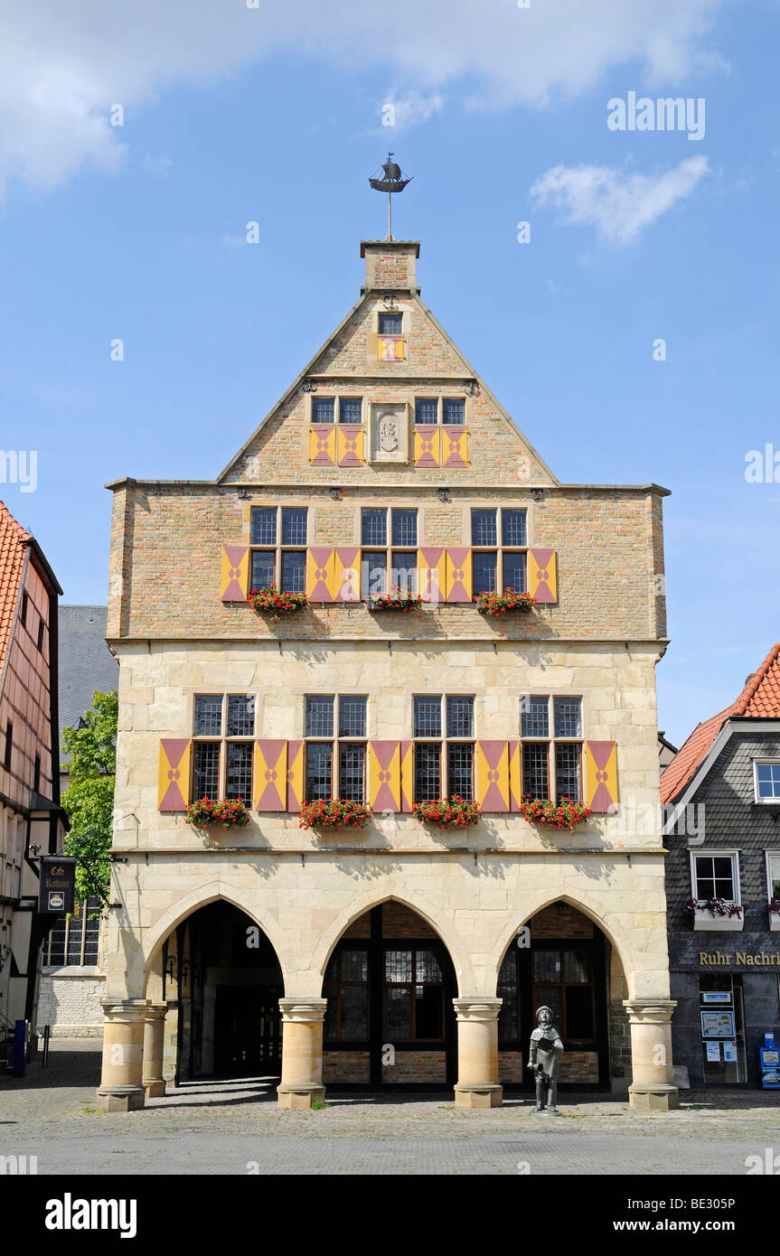 Arcades, city hall, historic old town, Werne, Kreis Unna district ...