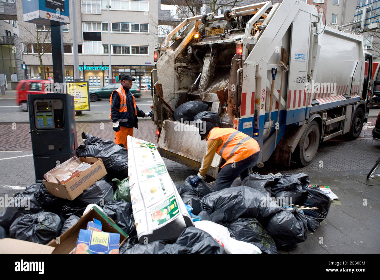 Collection of waste disposal in Amsterdam. the Nethrlands. Carbage is ...