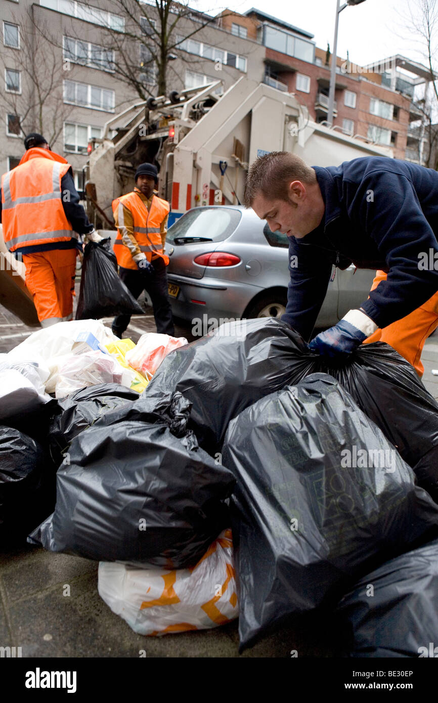 Collection of waste disposal in Amsterdam. the Nethrlands. Carbage is ...