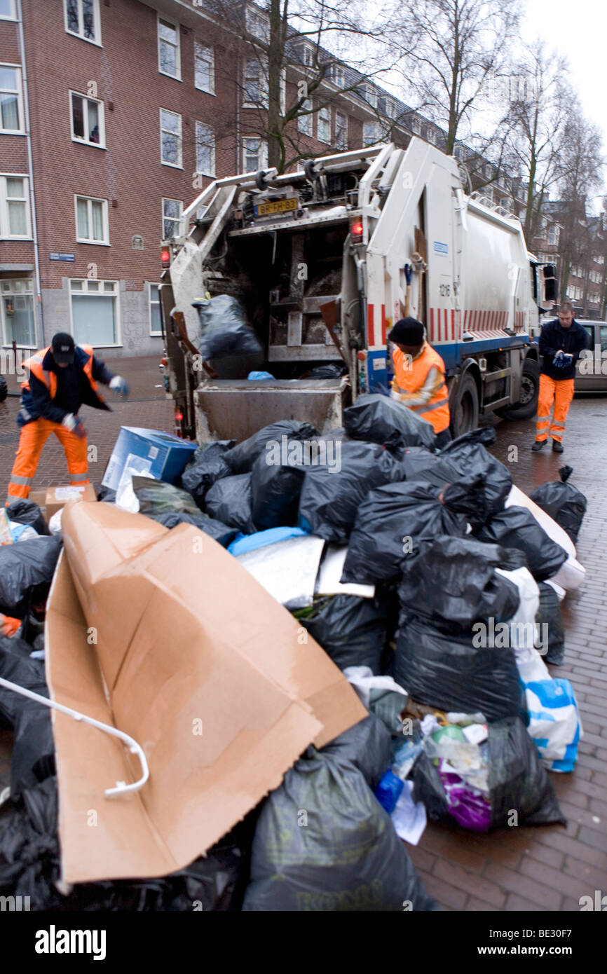 Collection of waste disposal in Amsterdam. the Nethrlands. Carbage is ...