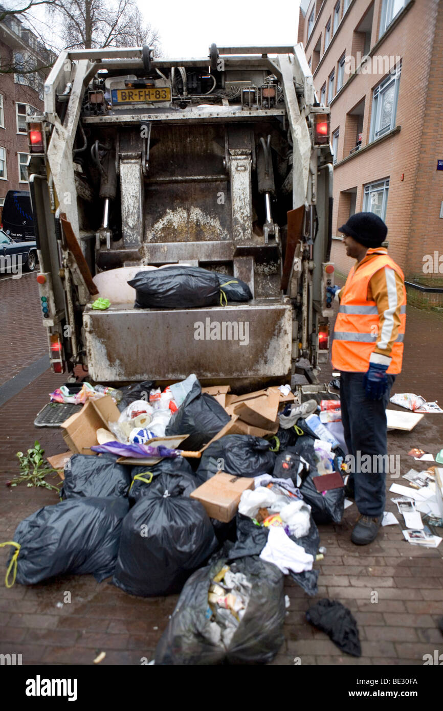 Collection of waste disposal in Amsterdam. the Nethrlands. Carbage is ...