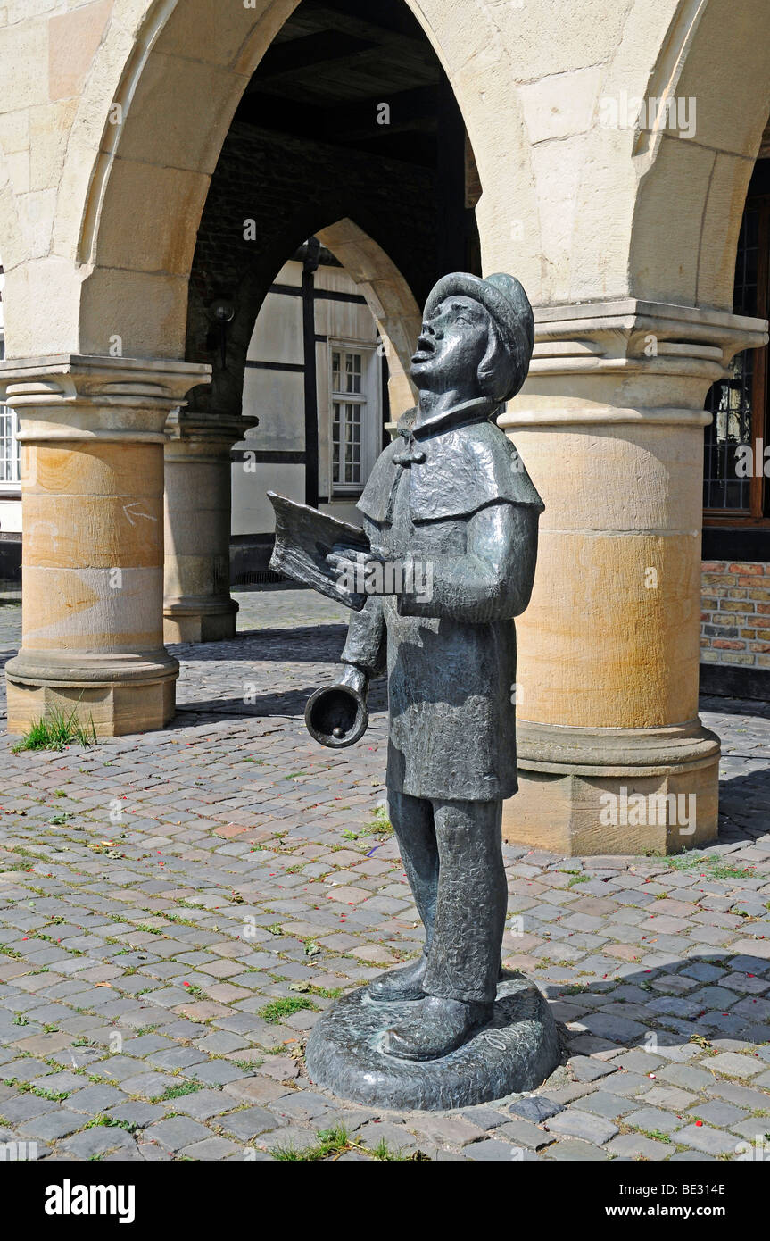 Sculpture, arcades, city hall, Werne, Kreis Unna district, North Rhine ...