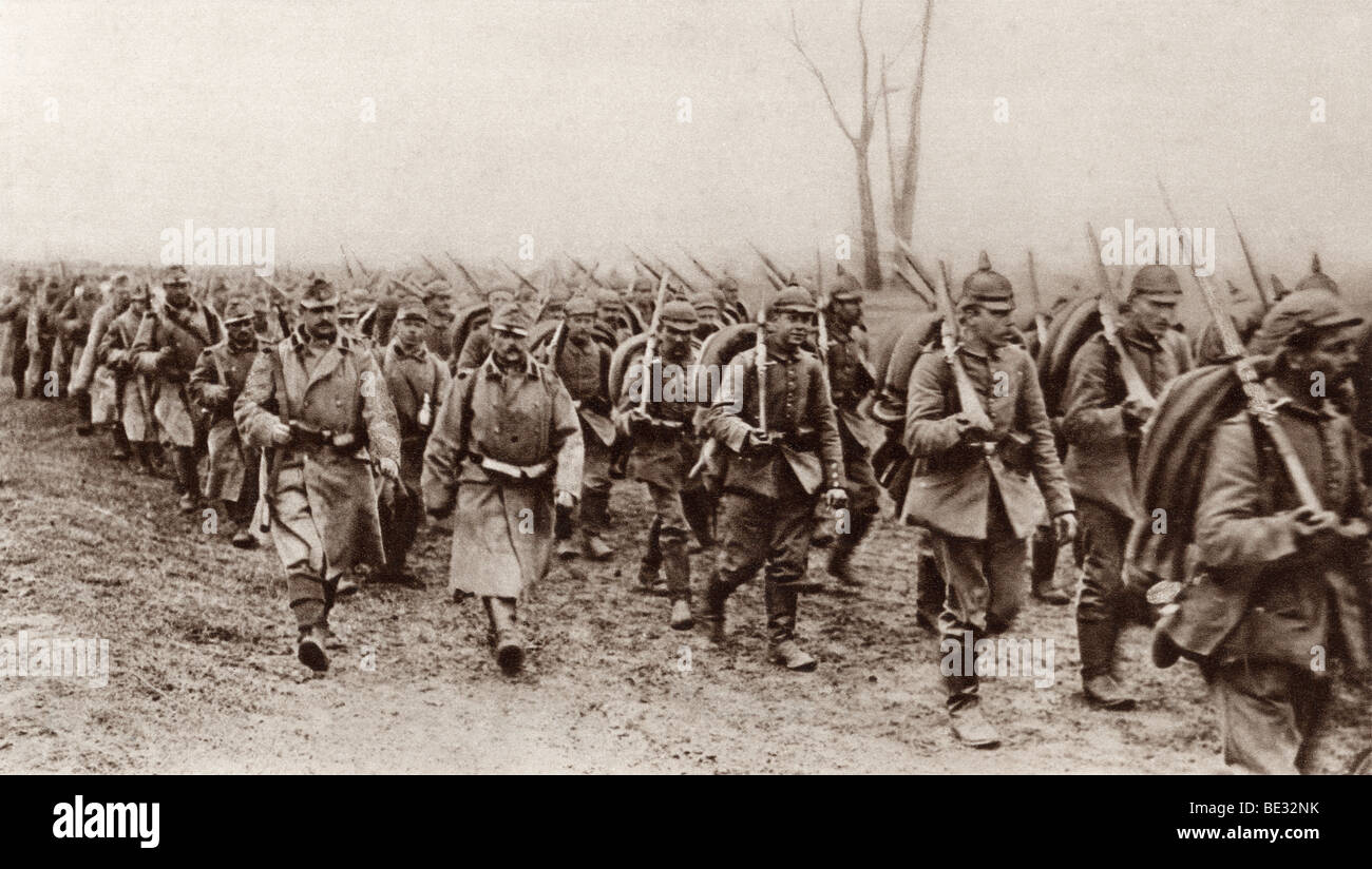 German and Austrian soldiers marching shoulder to shoulder against the ...