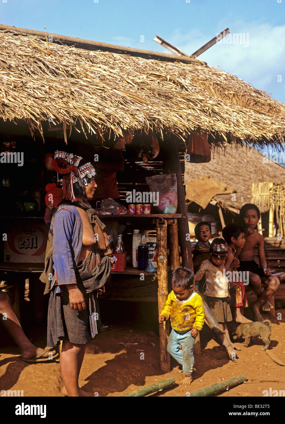 2689. Woman & family of Akha Hill Tribe, Northern Thailand Stock Photo ...