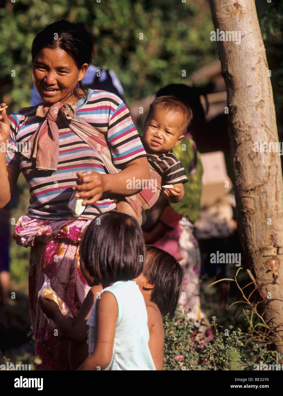 2721. Woman & children of the Lahu Hill Tribe, Northern Thailand Stock ...