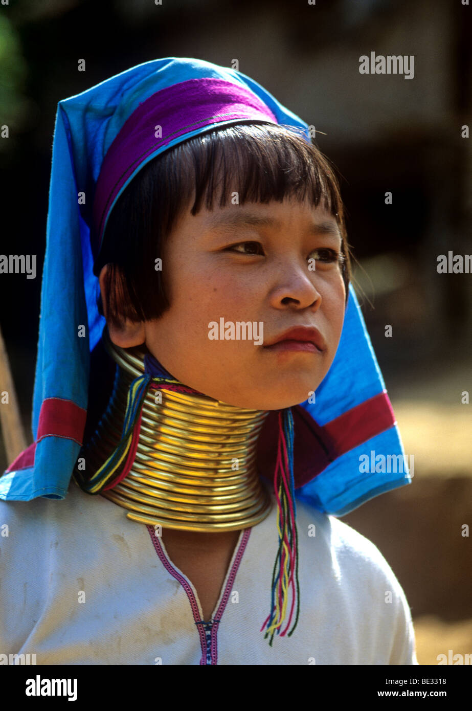 2742. Girl of the Paduang or Long-necked Karen Hill Tribe, Northern ...
