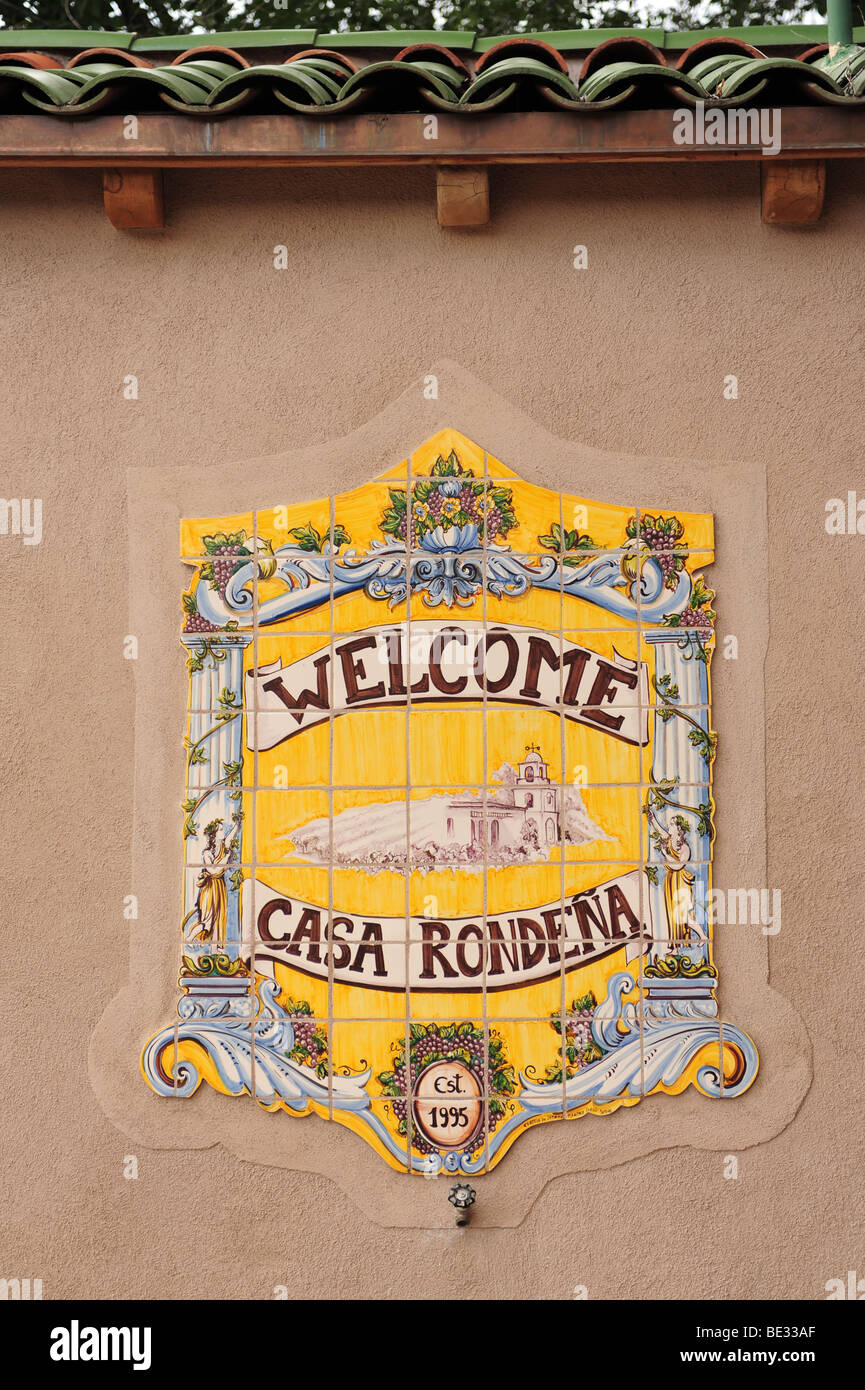USA Albuquerque, New Mexico- Casa Rondena Winery-vineyards-welcome sign ...