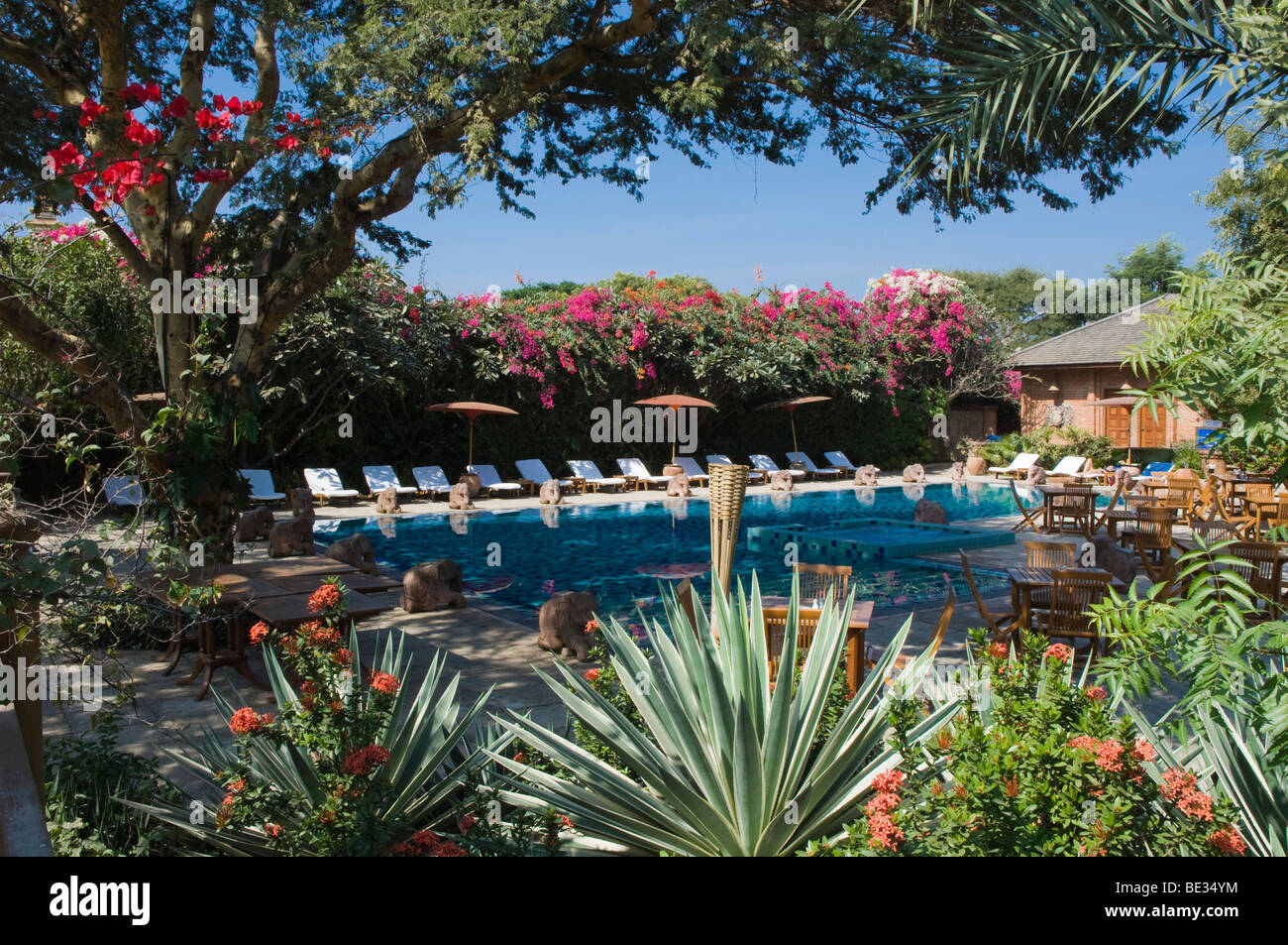 Garden, The Hotel at Tharabar Gate, Old Bagan, Pagan, Burma, Burma ...