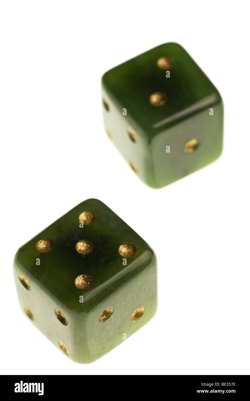 antique jade dice isolated on a pure white background Stock Photo - Alamy