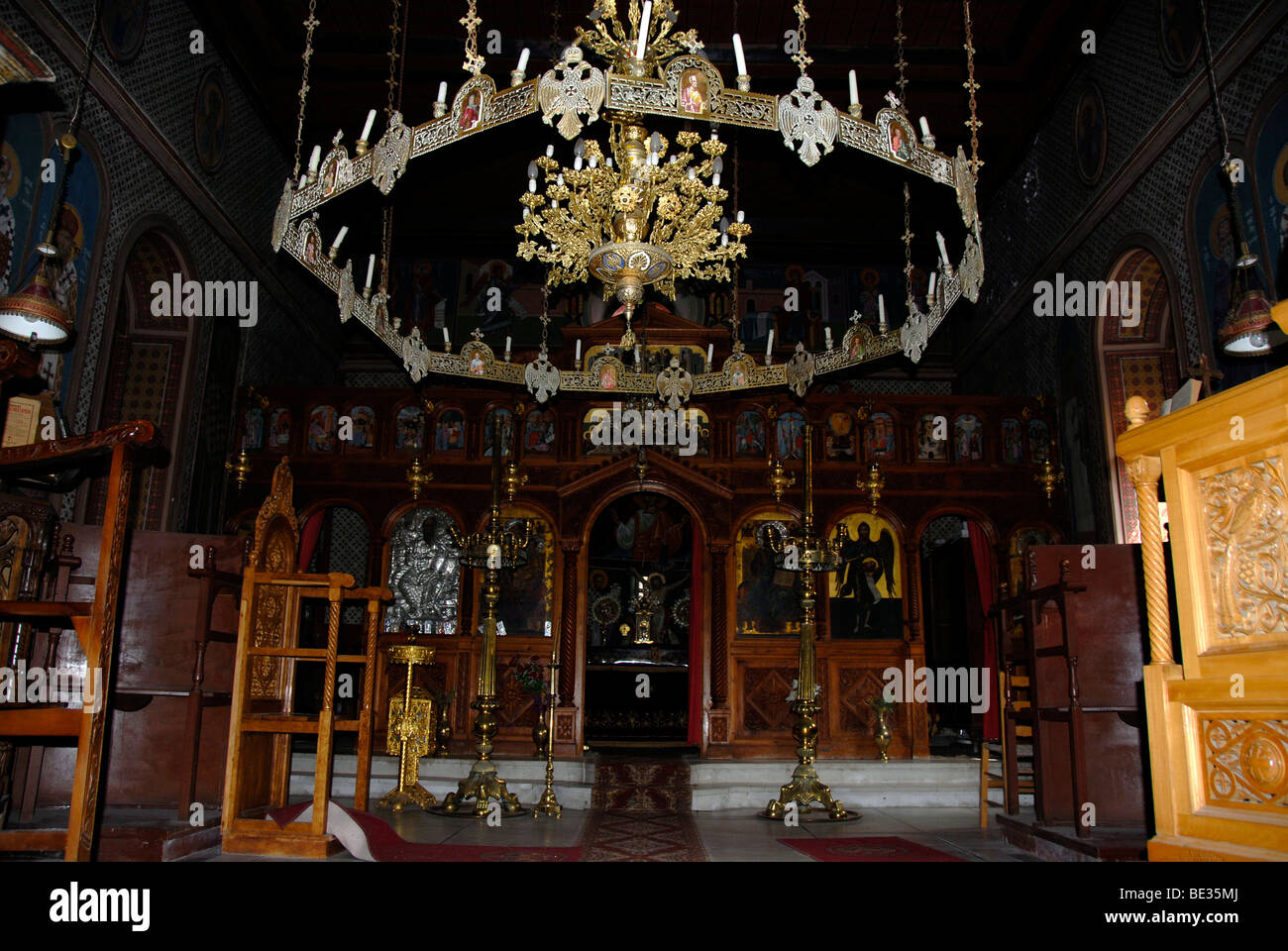Greek Orthodox Christianity, monastery interior with altar and ...