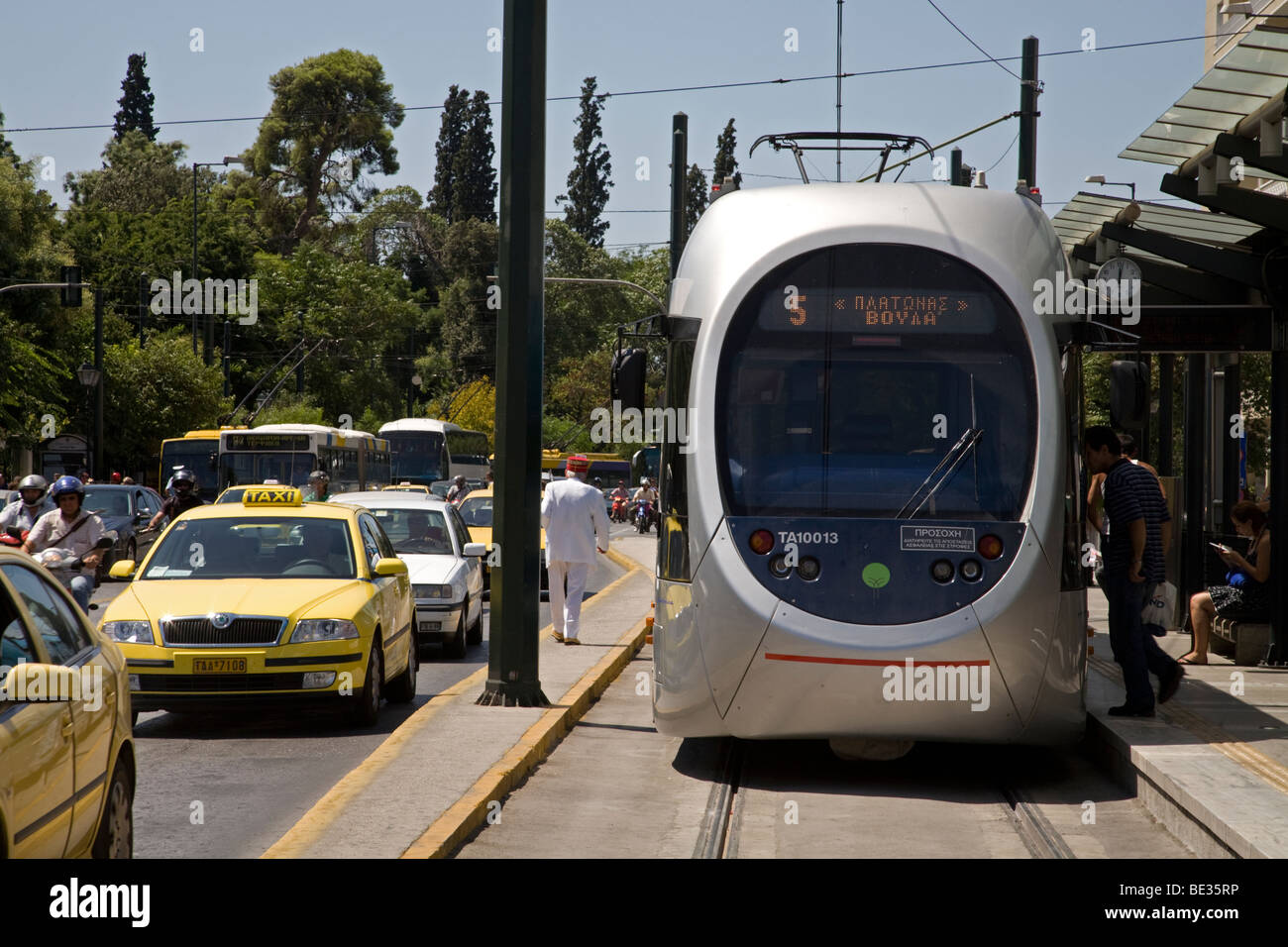Traffic & Tram Syntagma Square Athens Greece Stock Photo - Alamy