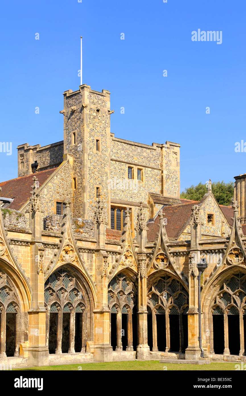 Cloister in the former convent of Canterbury Cathedral, Kent, England ...