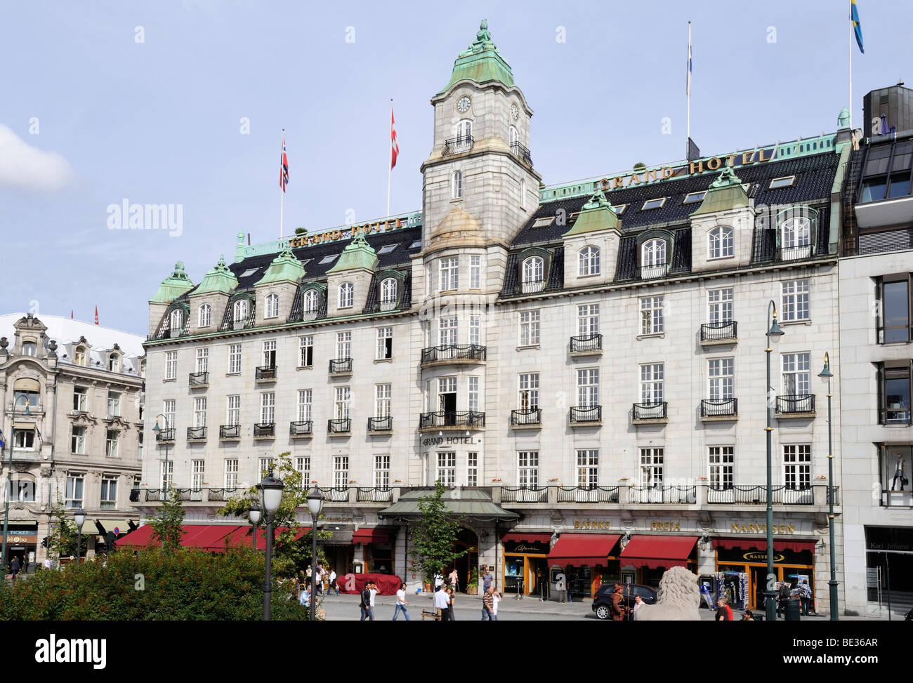 Grand Hotel and Grand Cafe at Karl Johans Gate, Oslo, Norway Stock ...