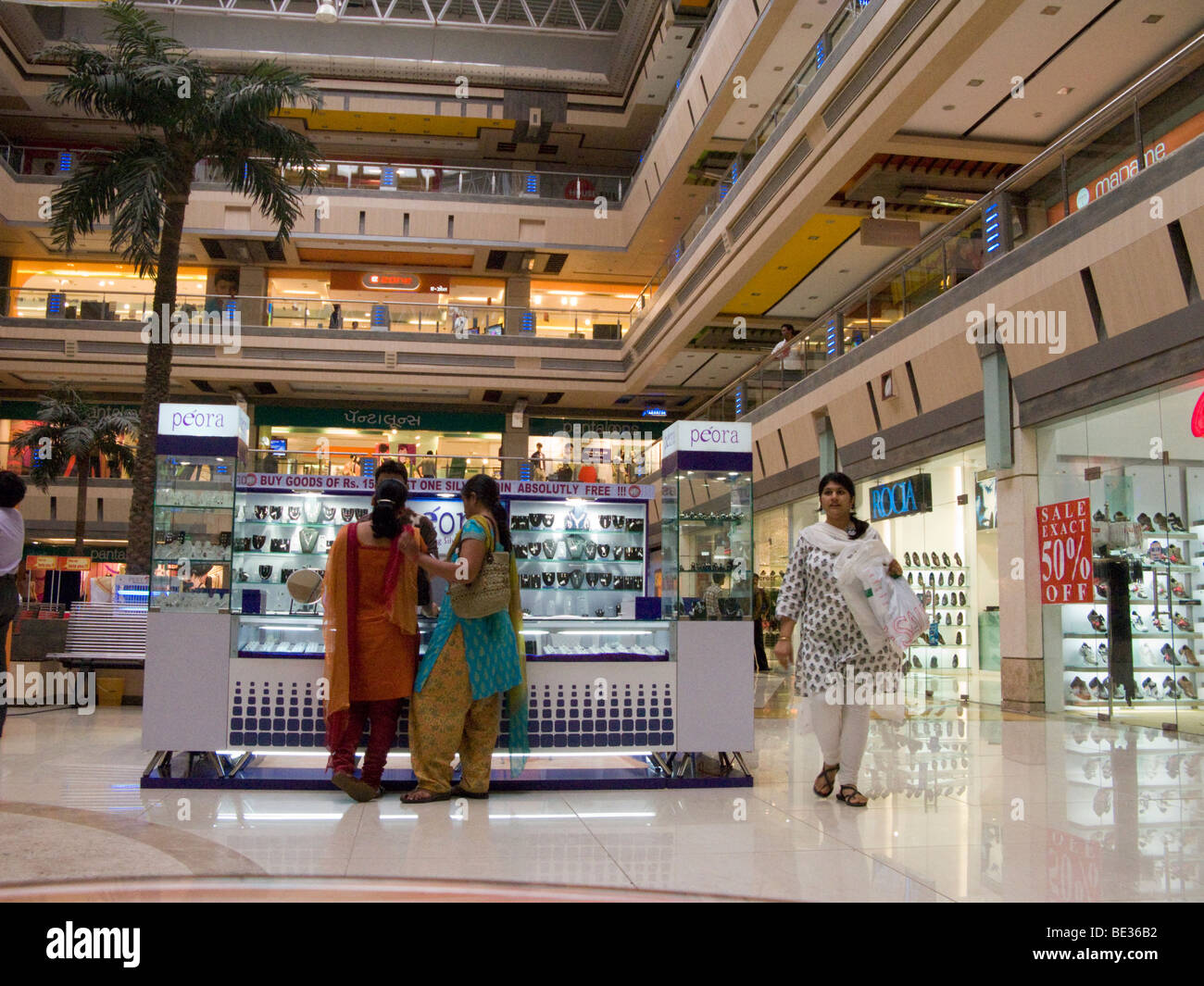 Indian women shopping in the Iscon Mall / shopping mall, in Surat ...