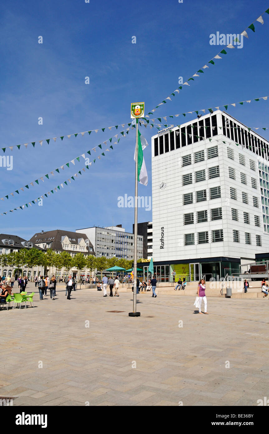 Flags, Town Hall, Town Hall Square, Luedenscheid, Maerkischer district ...